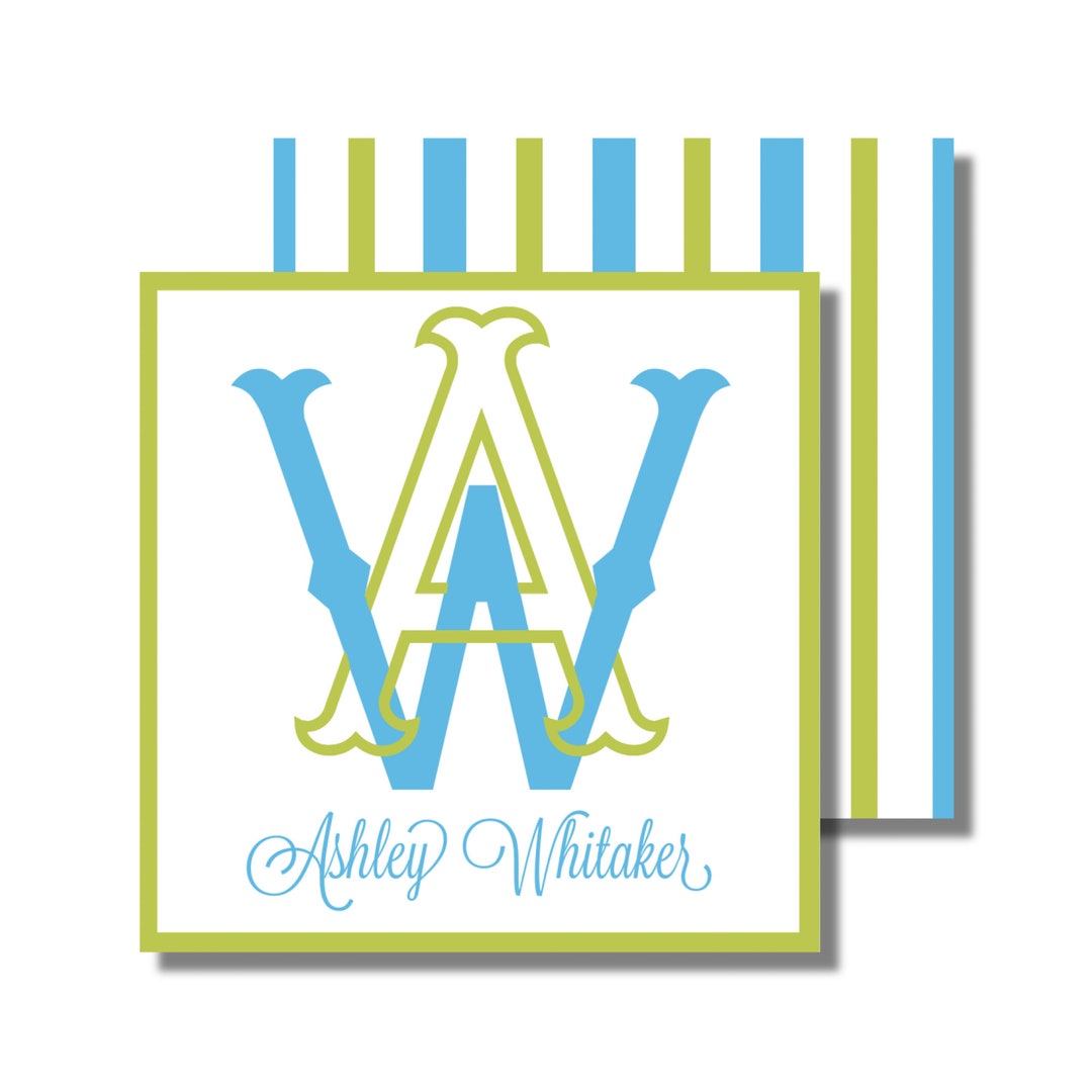 Gift Tag, Gift Enclosure, Calling Card, Sticker, Blue Interlocking ...