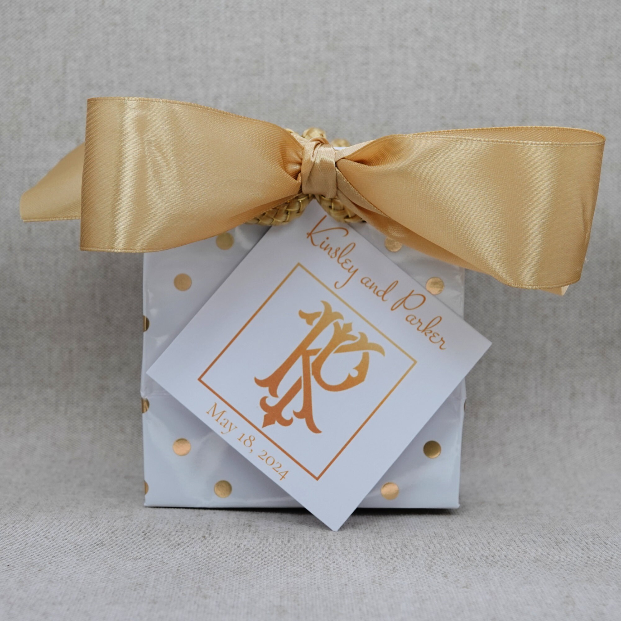 Wedding Gift Tag, Party Favor Tag, Gold Interlocking Monogram printable ...