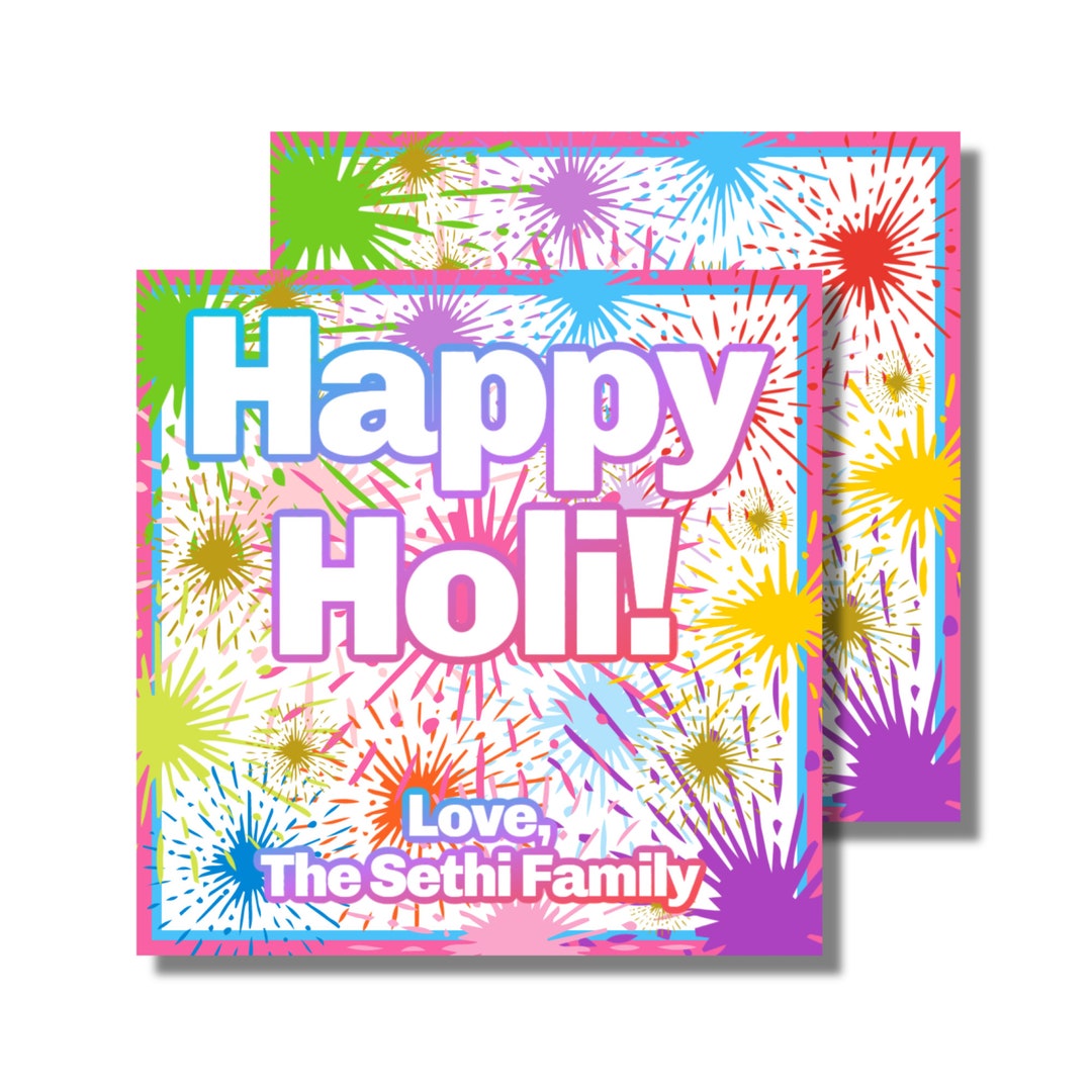 Happy Holi Gift Tag, Gift Enclosure, Party Favor Tag, Holi Treat Tag ...