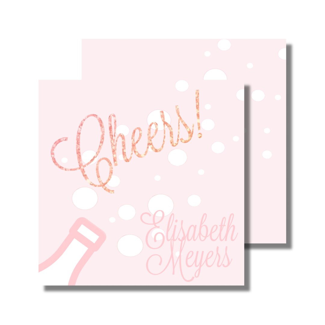 Personalized Cheers Gift Tag, Printable Enclosure Card With Pink ...