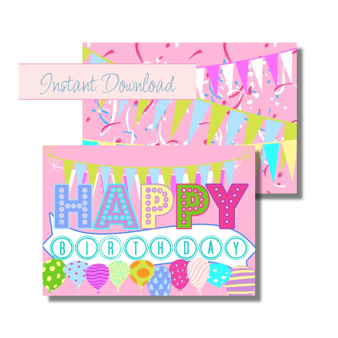 Birthday Card, Happy Birthday Notecard, Birthday Party, Greeting Card ...