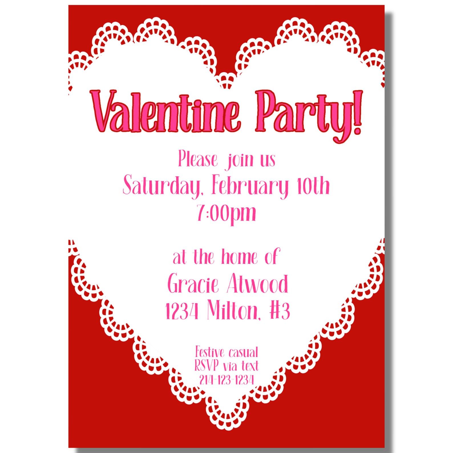 Valentine's Day Party Invitation, Holiday Party Invitation, Dinner ...