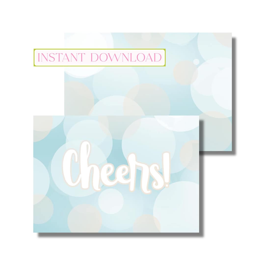 Cheers Card, Birthday Notecard, Birthday Party, Greeting Card, Blue ...