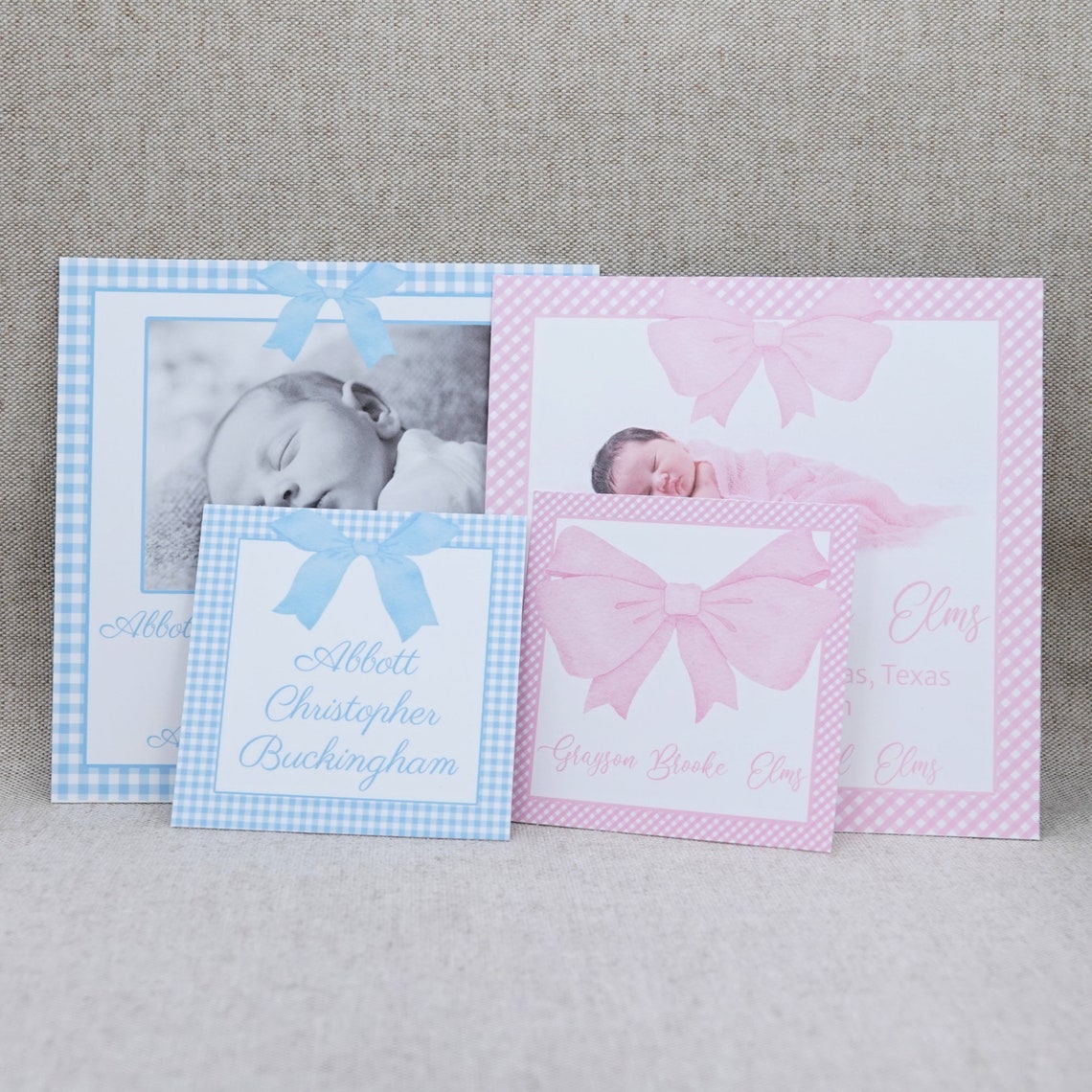 Baby Gift Tag, Gift Enclosure, Calling Card, Name Tag, Baby Pink Bow ...