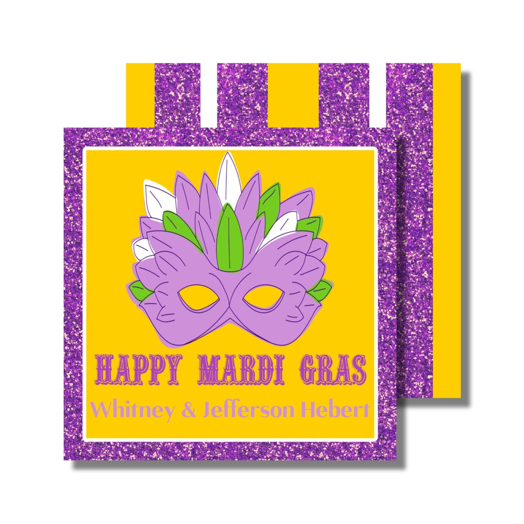 Mardi Gras Gift Tag, Gift Enclosure, Party Favor Tag, Happy Mardi Gras ...