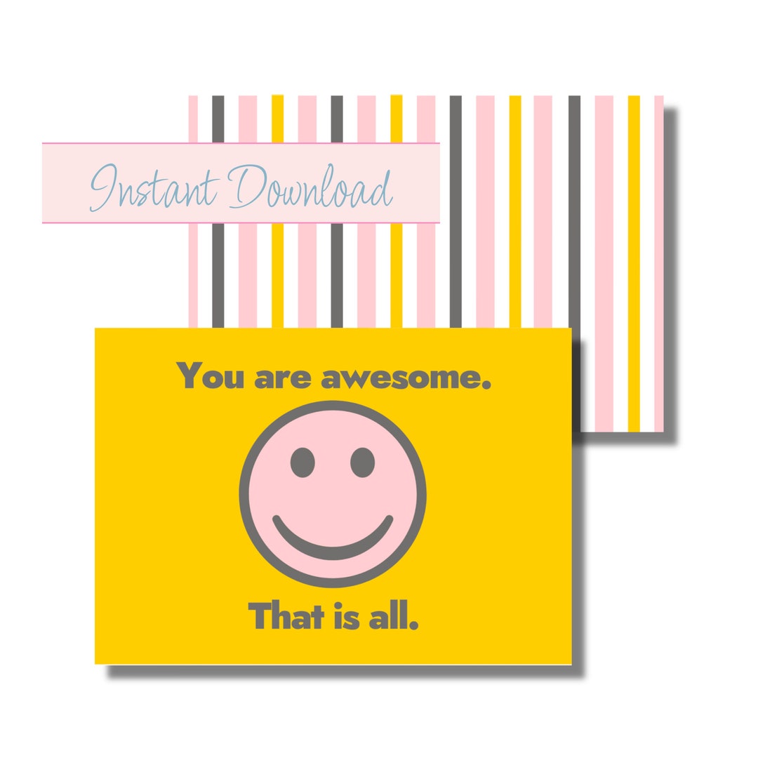 You Are Awesome Card, Thank You Notecard, Congratulations Card, Happy ...