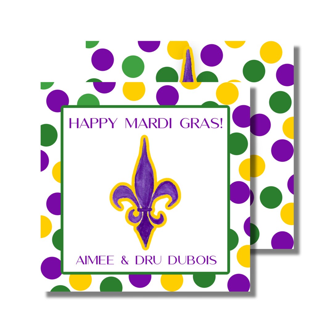 Personalized Watercolor Mardi Gras Gift Tag, Printable Enclosure Card ...