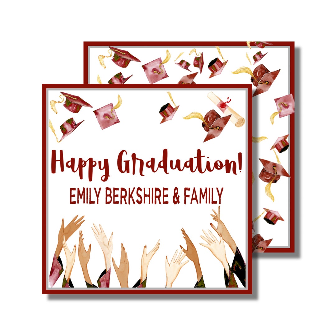 Personalized Graduation Gift Tag, Printable Enclosure Card in Maroon ...