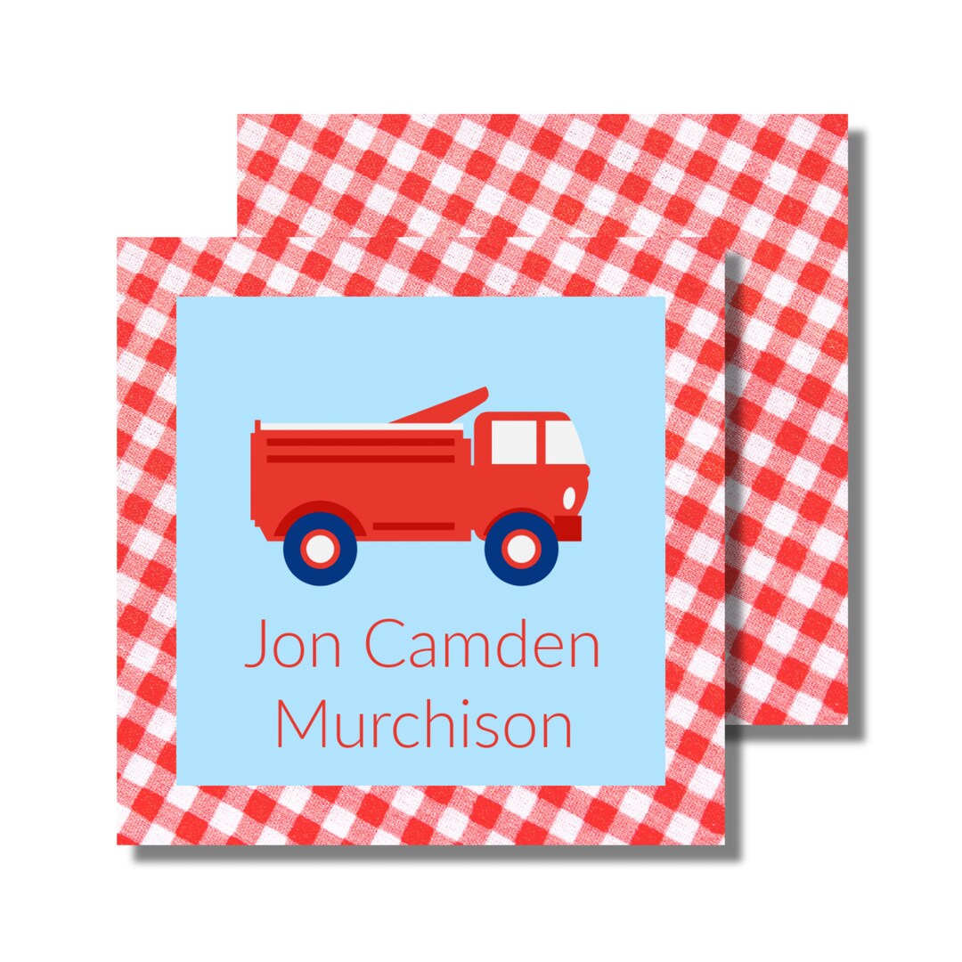 Personalized Baby Gift Tag, Printable Enclosure Card With Red Truck ...