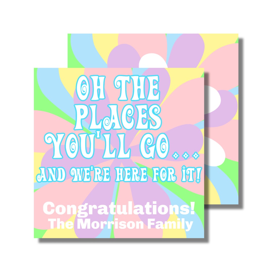 Graduation Gift Tag, Gift Enclosure, Party Favor Tag, Oh the Places ...