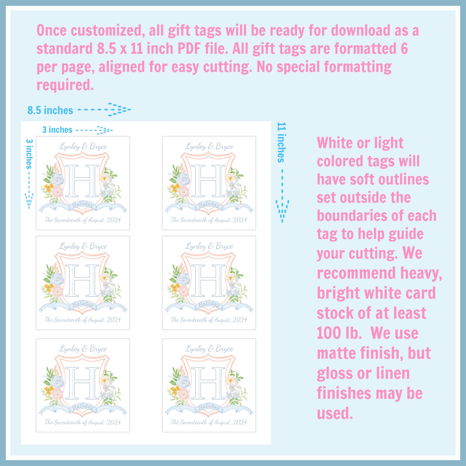 Baby Gift Tag, Gift Enclosure, Baby Shower Gift Tag, Pink Bow ...