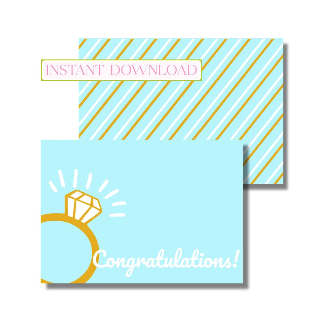 Engagement Congratulations Card, Wedding Greeting Card, Bridal Shower ...