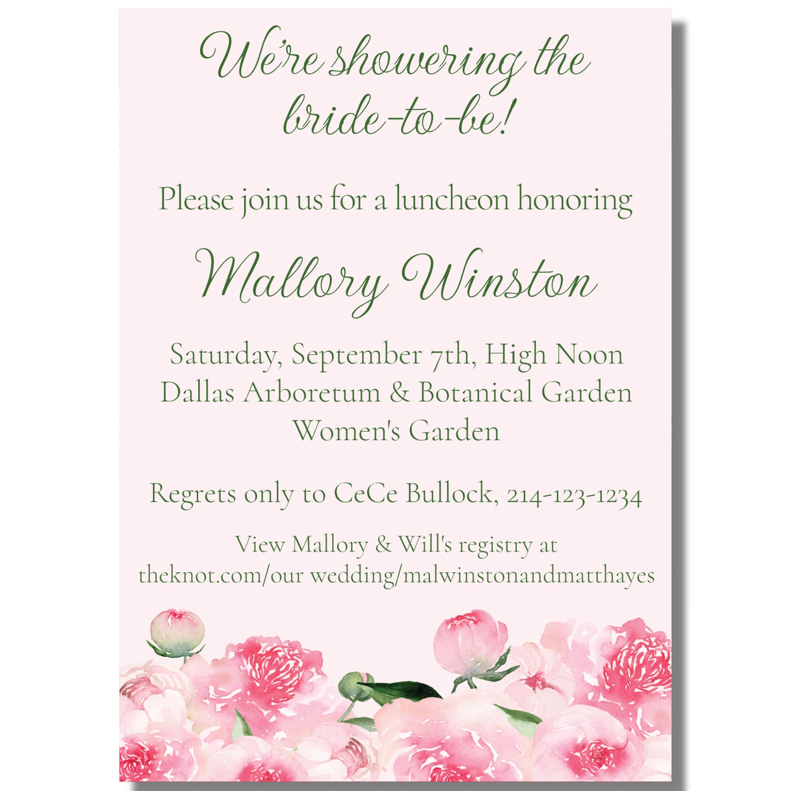 Bridal Shower Invitation, Wedding Engagement Event, Watercolor Pink ...