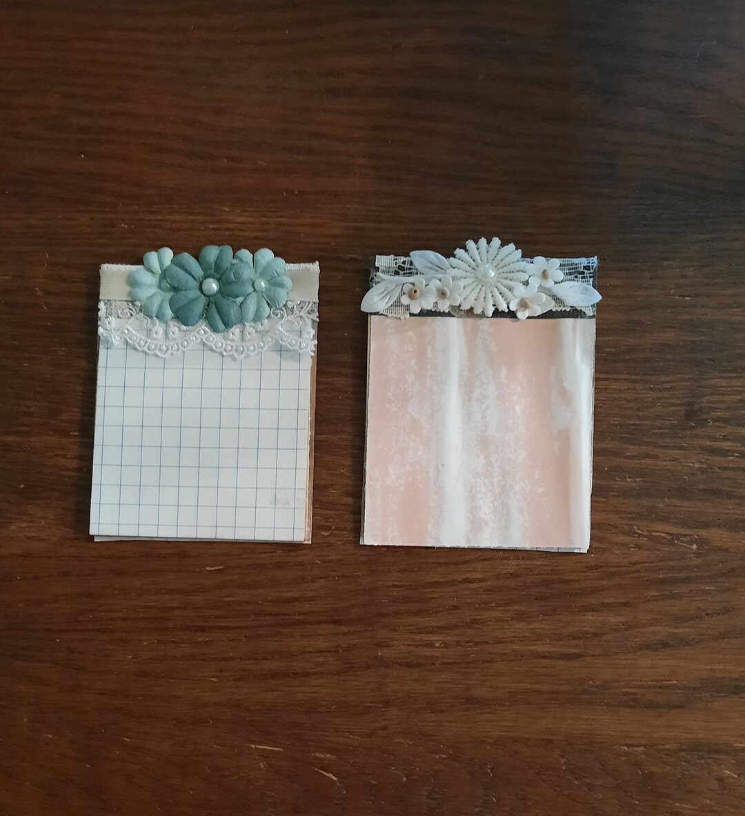 Flower Embellished Vintage Lace Notepads Set of 2 Great for Junk ...