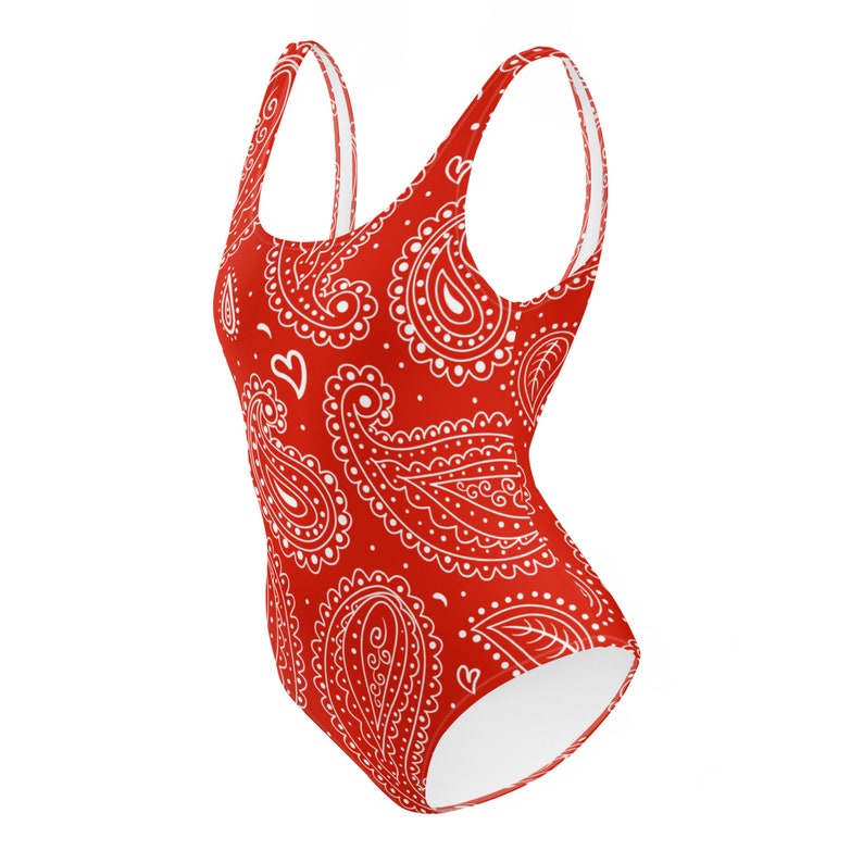 Red Paisley One-piece Swimsuit | Cheeky Scoop Back Bathing Suit - Etsy