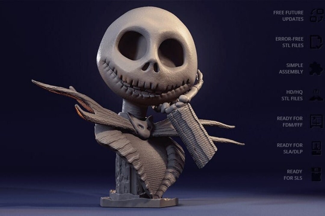Jack Skellington Bust 3D STL Digital - Etsy