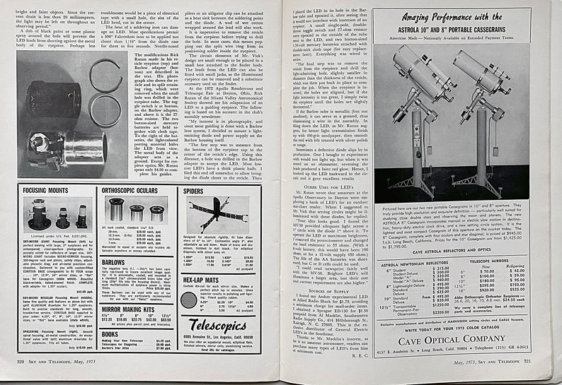 Vintage Sky and Telescope Magazine May 1973 With Questar Telescope Ad ...