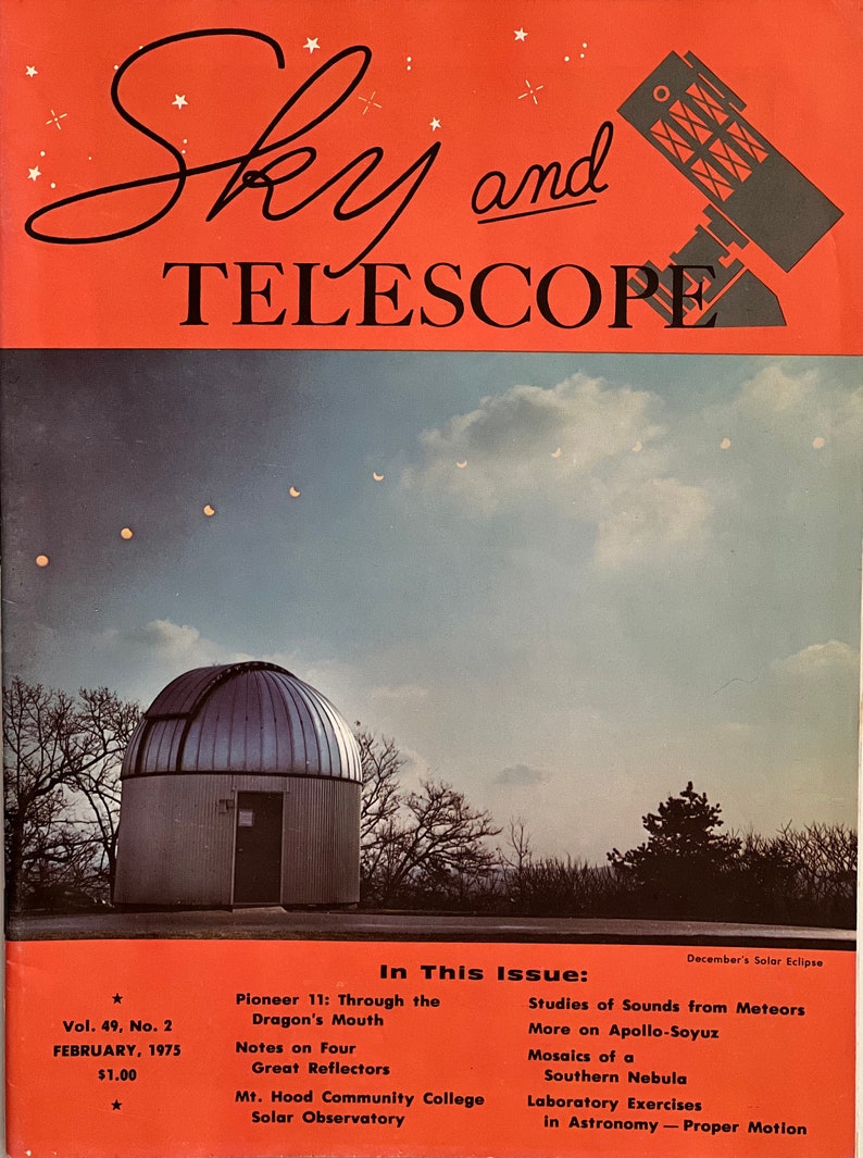 Vintage Sky and Telescope Magazine February 1975 With Questar Telescope ...