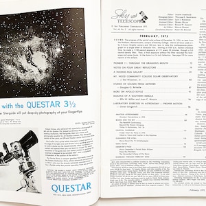 Vintage Sky and Telescope Magazine February 1975 With Questar Telescope ...