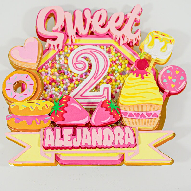Personalized Sweet Theme Birthday 3D Shaker Cake Topper, Cupcake Shaker ...