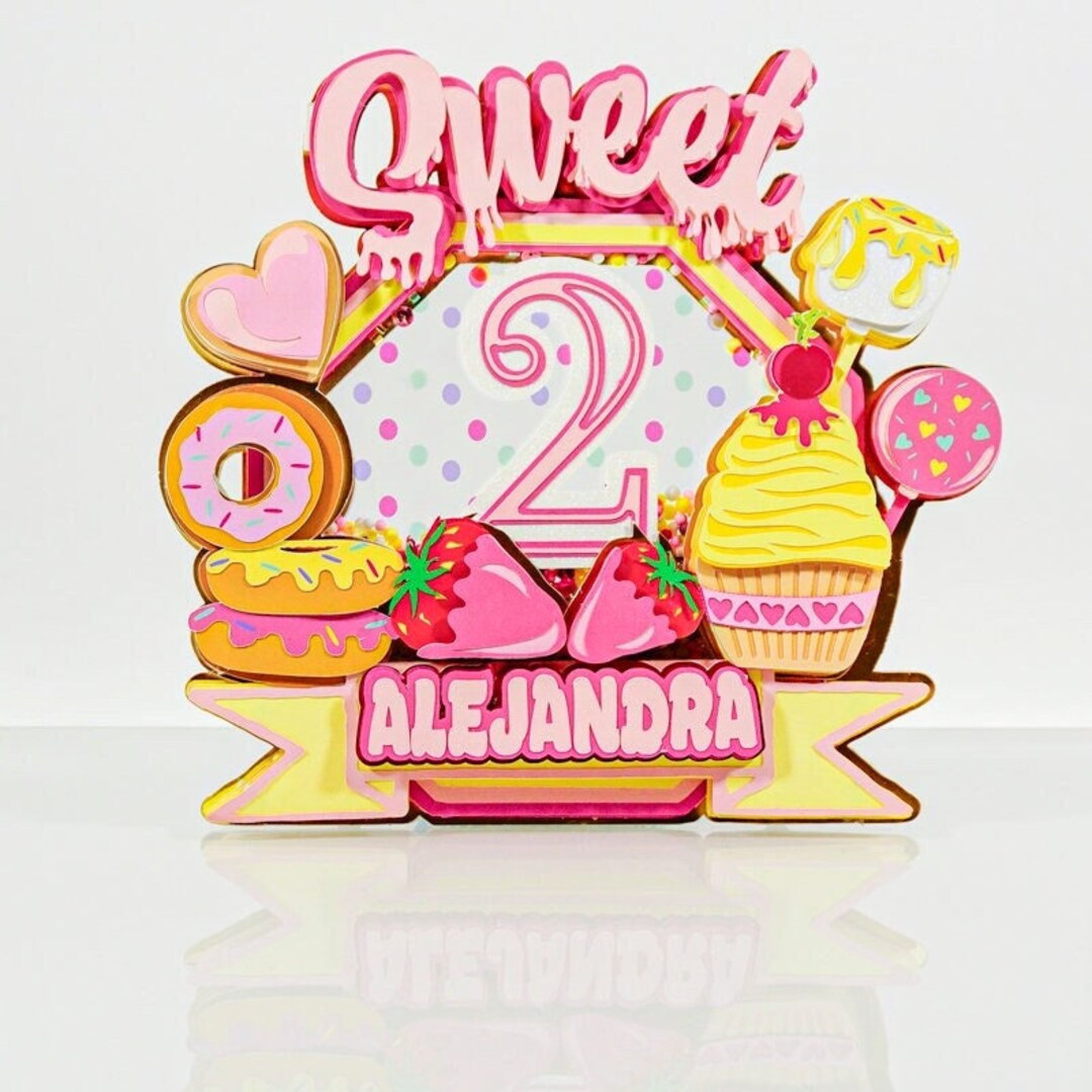 Personalized Sweet Theme Birthday 3D Shaker Cake Topper, Cupcake Shaker ...