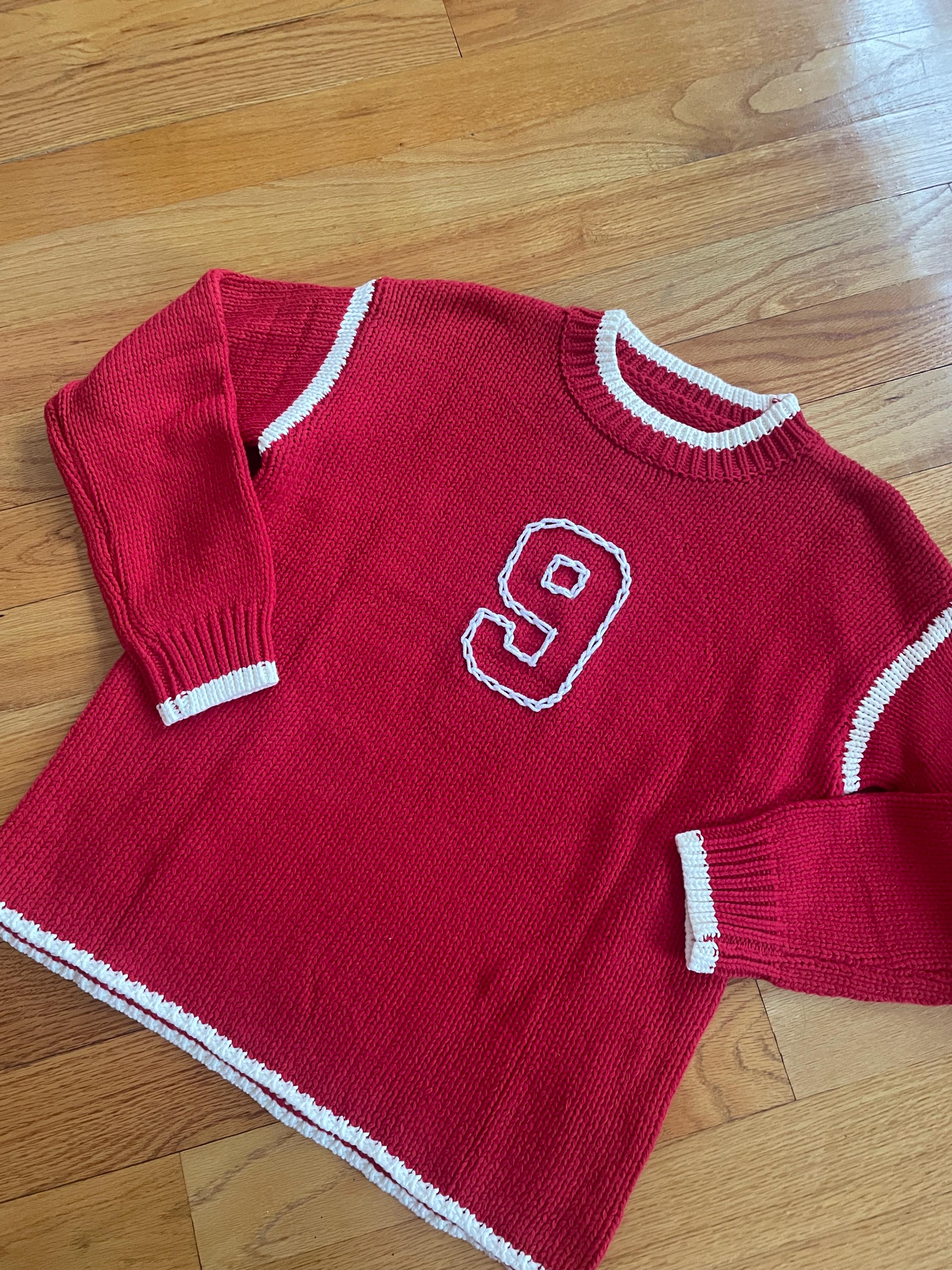 Embroidered Number Knit Sweater - Etsy