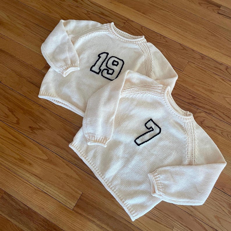 Embroidered Number Knit Sweater - Etsy