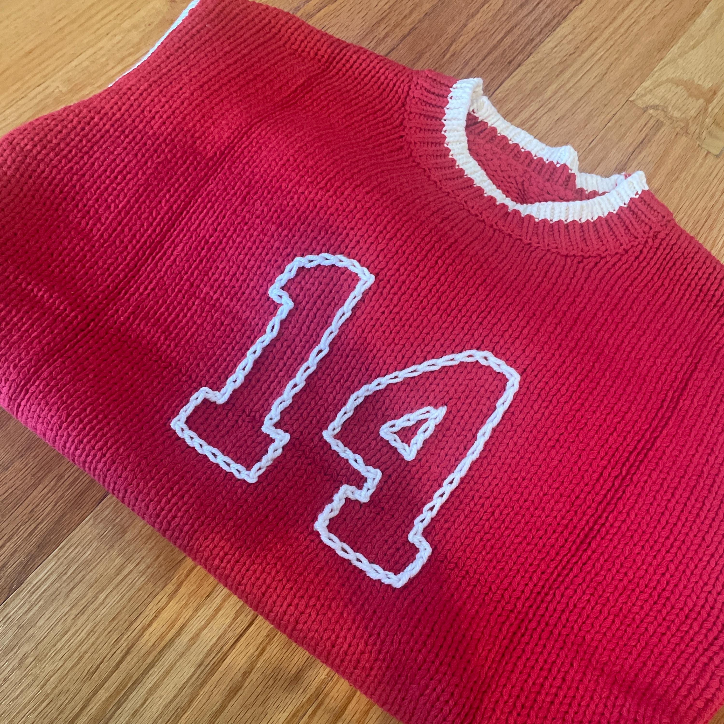 Embroidered Number Knit Sweater - Etsy