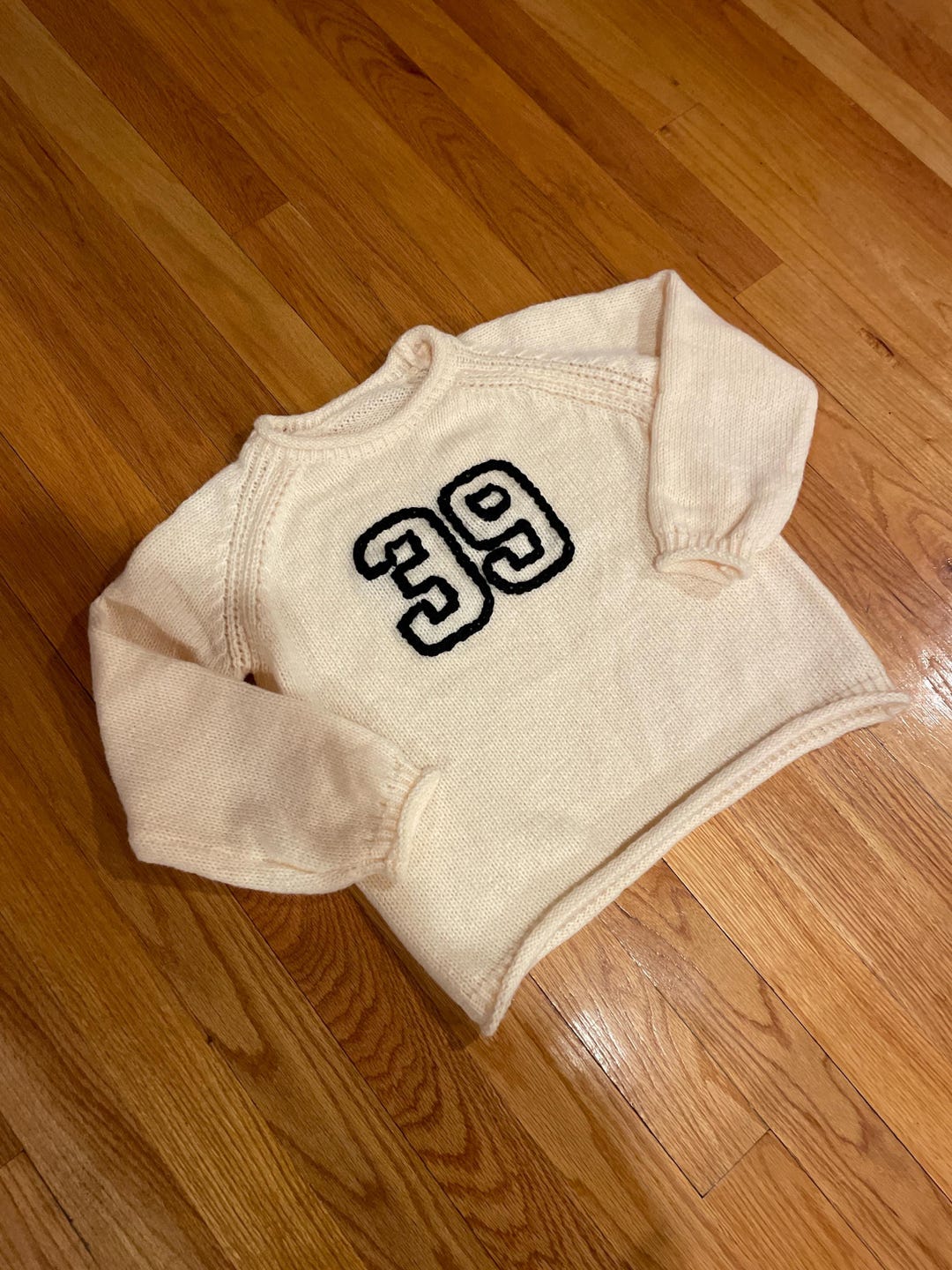 Embroidered Number Knit Sweater - Etsy