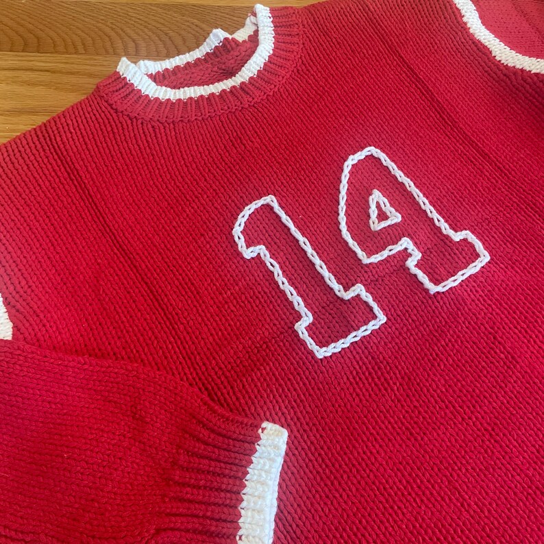 Embroidered Number Knit Sweater - Etsy