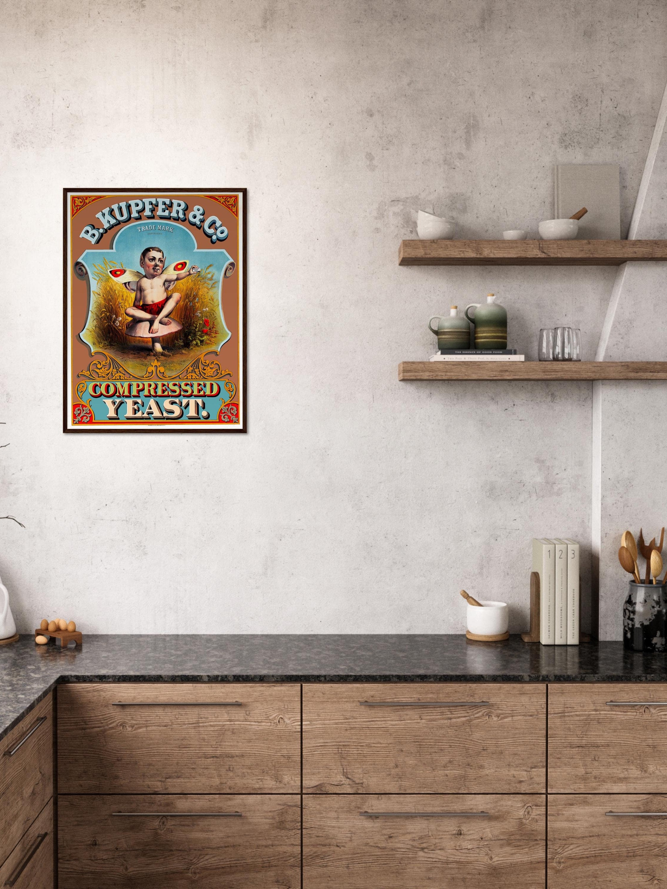 Vintage Compressed Yeast Advertisement Poster, Retro Kitchen Decor - Etsy