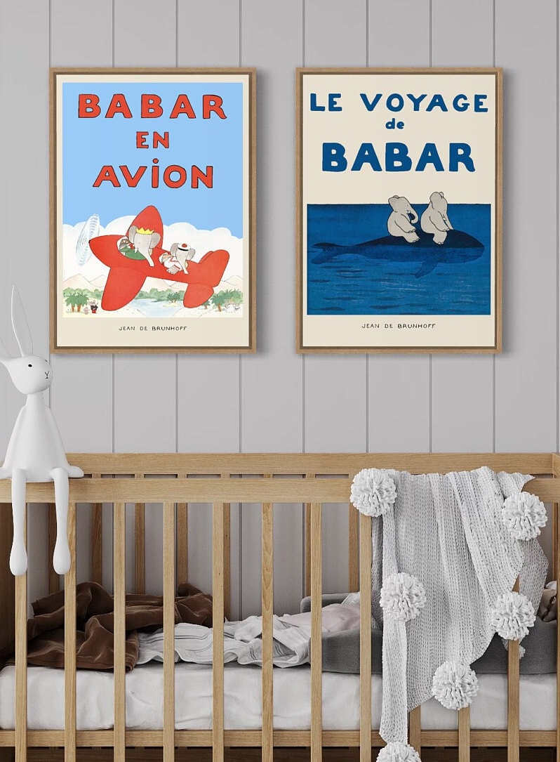Babar the Elephant Wall Decor, Nursery Set of 9, Printable All Art ...