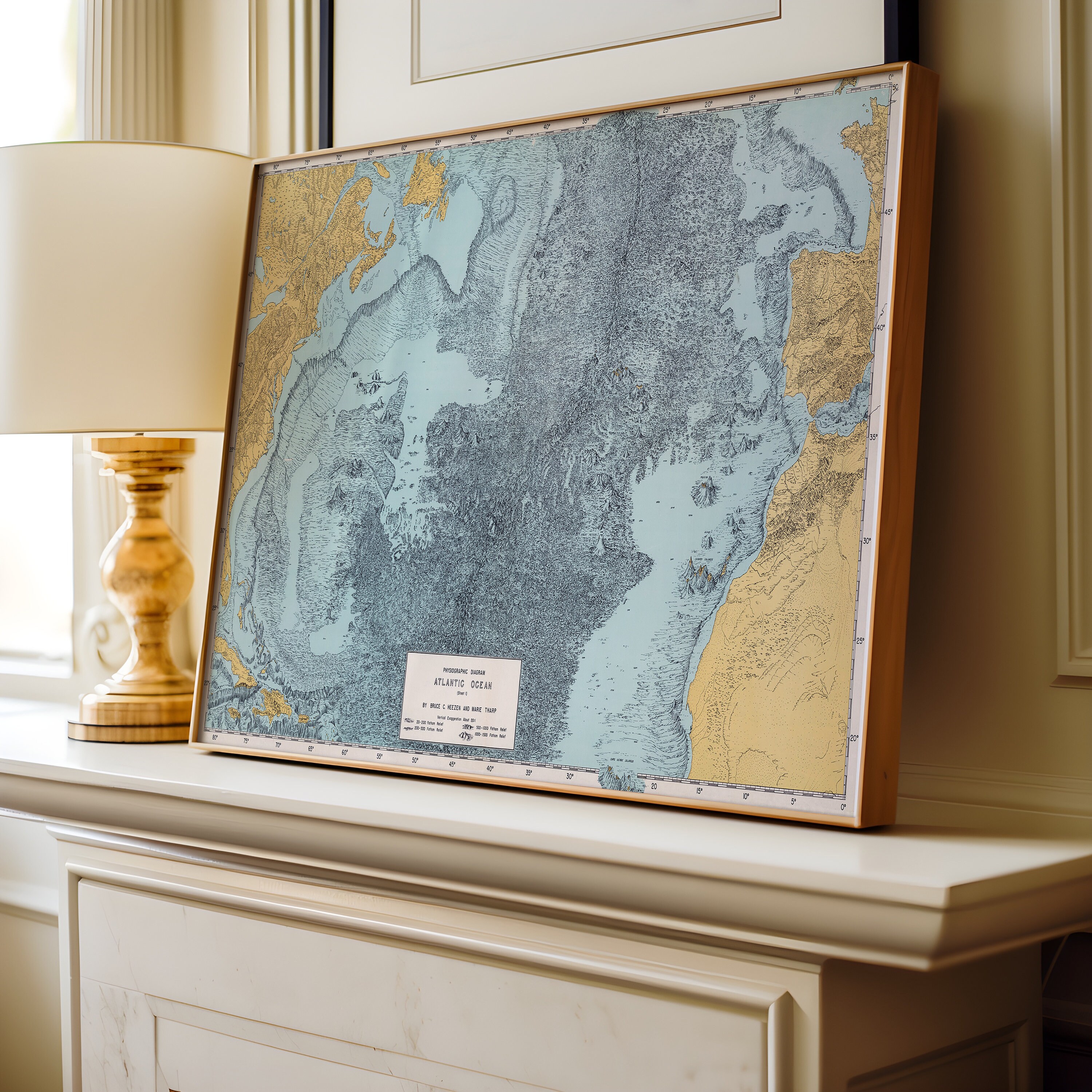 Ocean Floor Map Art Scientific Print Map Vintage Map Ocean - Etsy