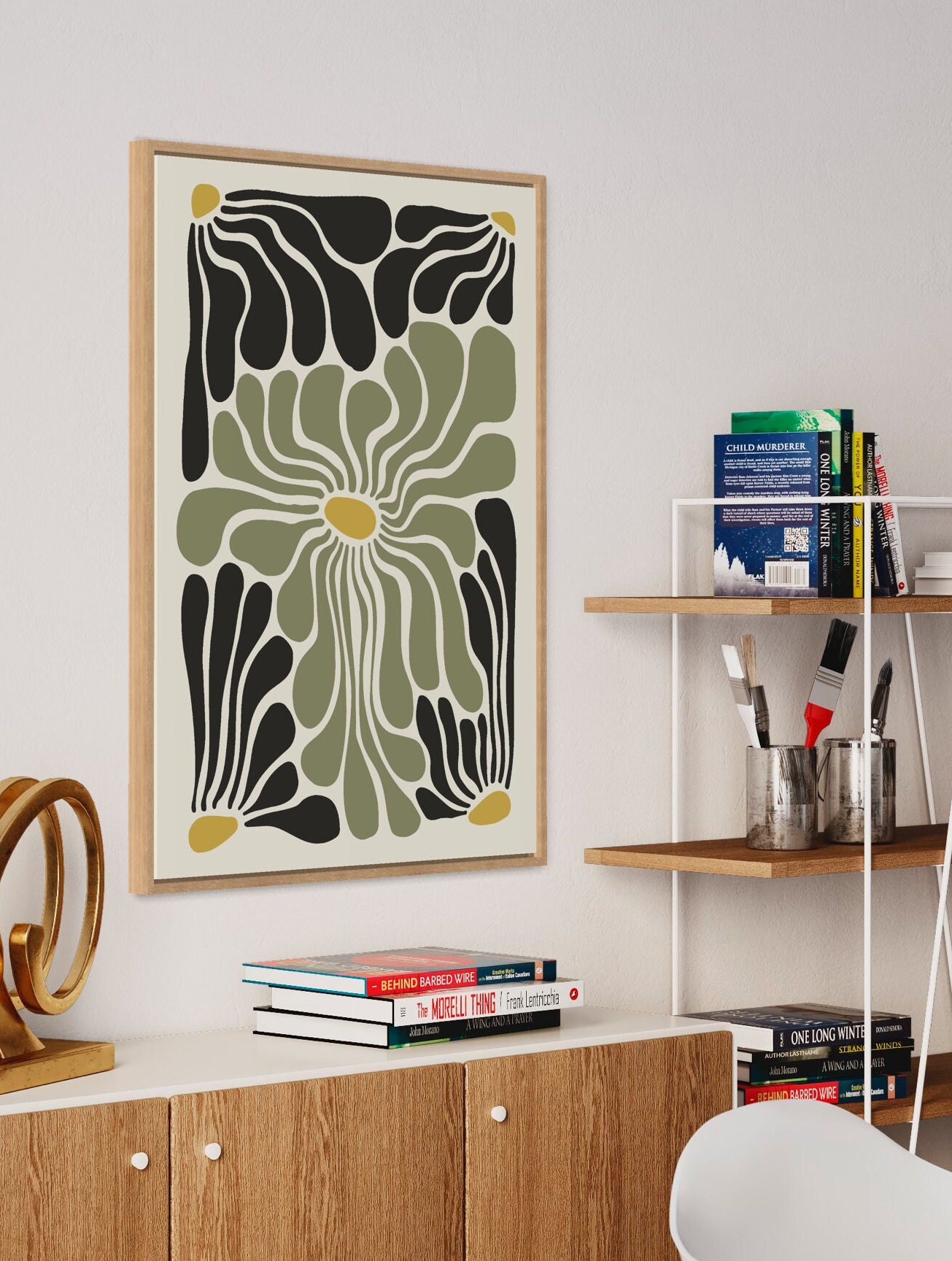 Mid Century Modern Botanical Print, Abstract Floral Wall Art - Etsy