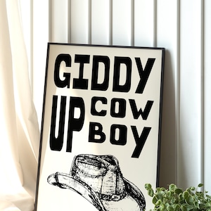 Giddy up Cowboy Print, Typography Poster, Western Wall Decor, Funky ...