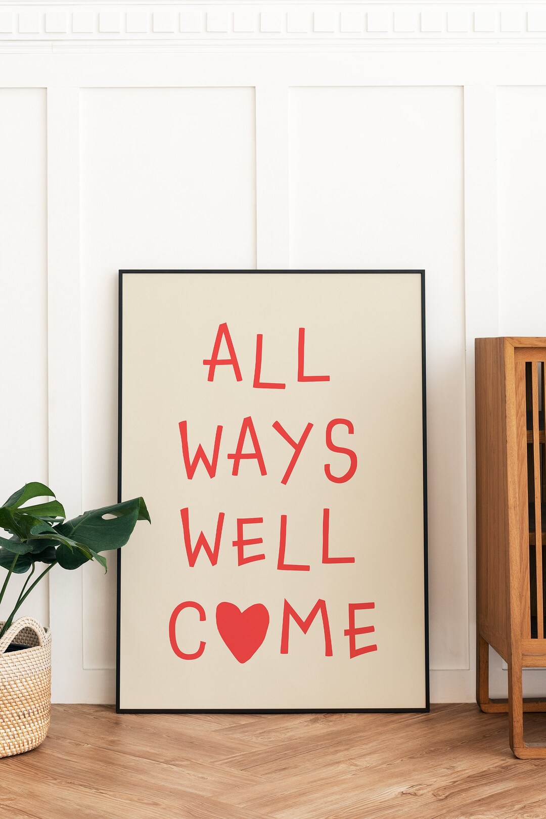 All Ways Welcome Red Typography Art Print, Eclectic Entryway Decor - Etsy