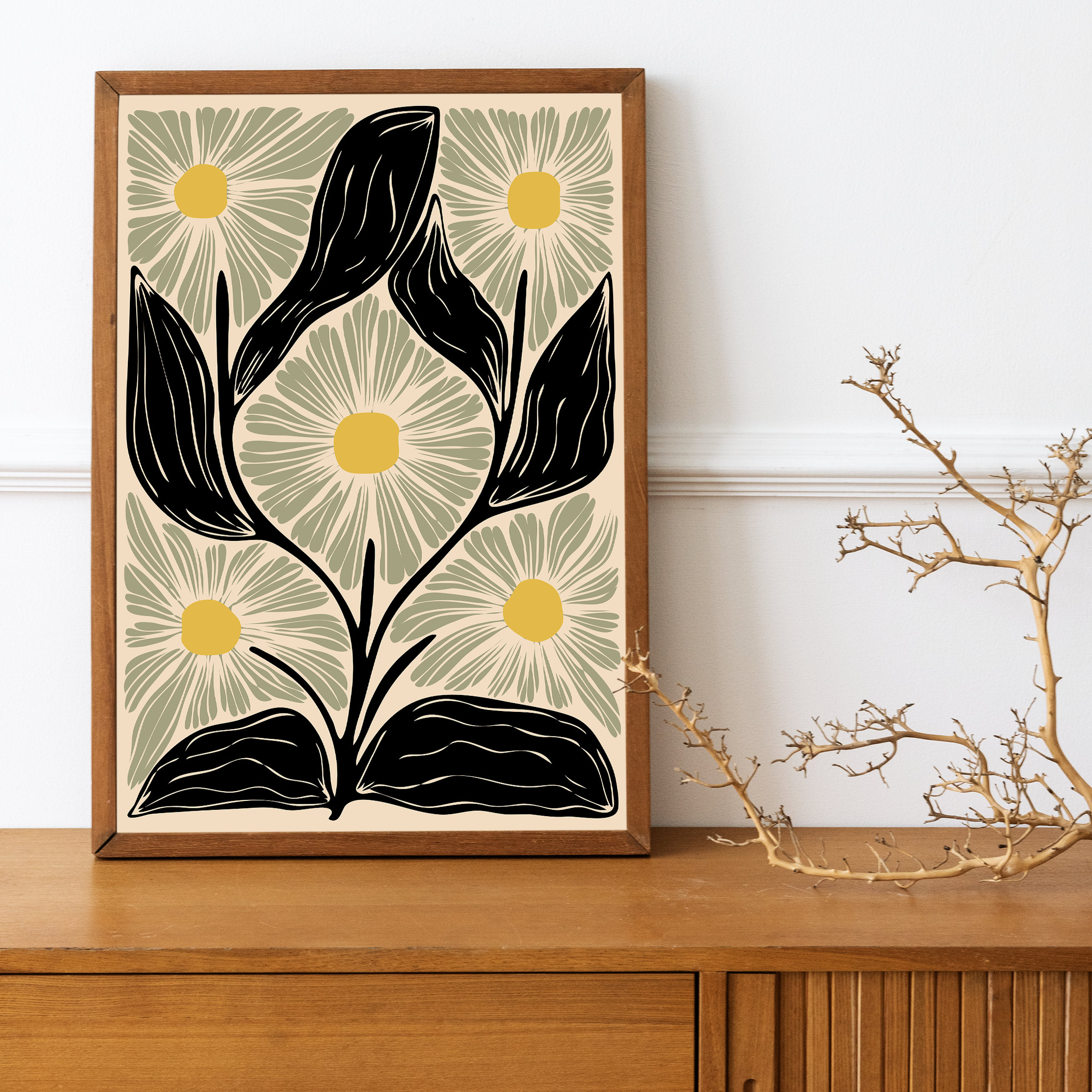 Botanical Print Floral Sage Green Botanical Wall Decor Neutral - Etsy