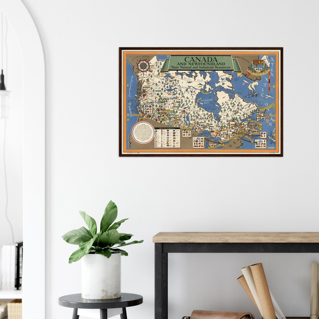 Tourist Map of Canada Vintage Canada Map Print Touristic Map Canada ...