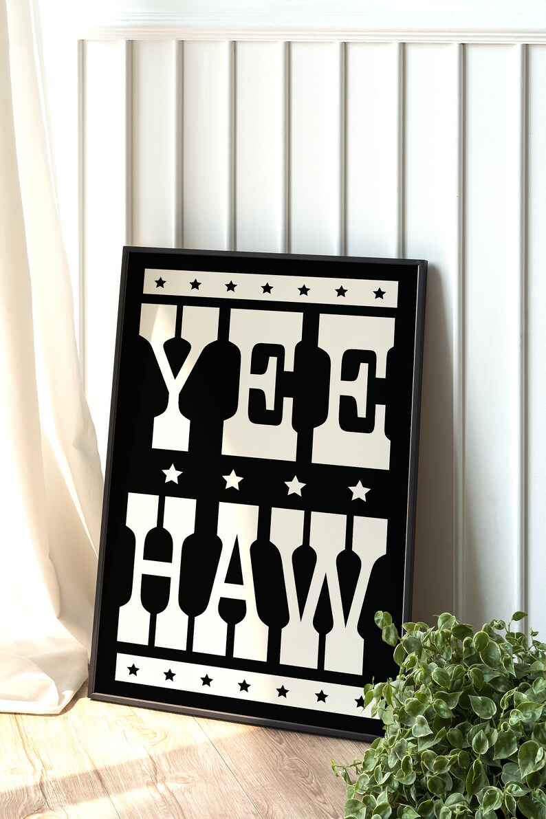 Yeehaw Cowboy Print Typography Poster Western Wall Decor - Etsy