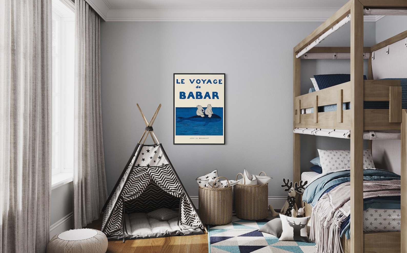 Babar the Elephant Wall Art Nursery Decor Kids Gift Retro Wall Art ...