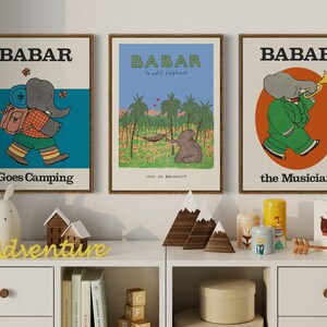 Babar the Elephant Nursery Print Set, Vintage Wall Art (set of 9) - Etsy