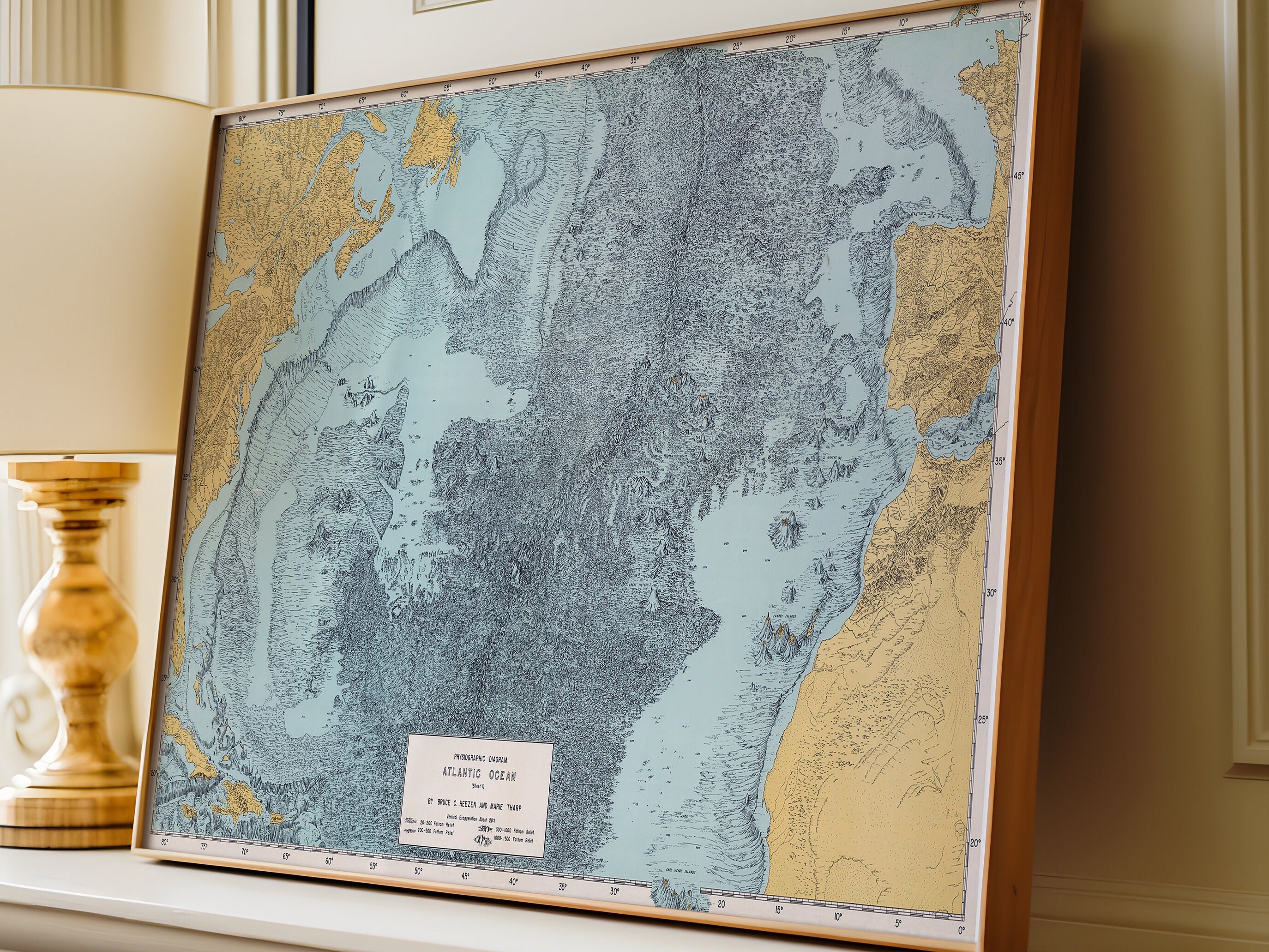 Ocean Floor Map Art Scientific Print Map Vintage Map Ocean - Etsy