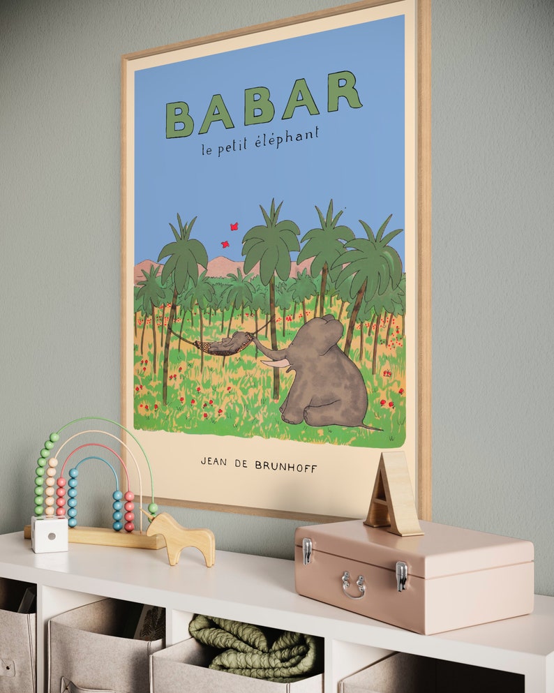 Babar the Elephant Wall Art Nursery Decor Kids Gift Retro Wall Art ...