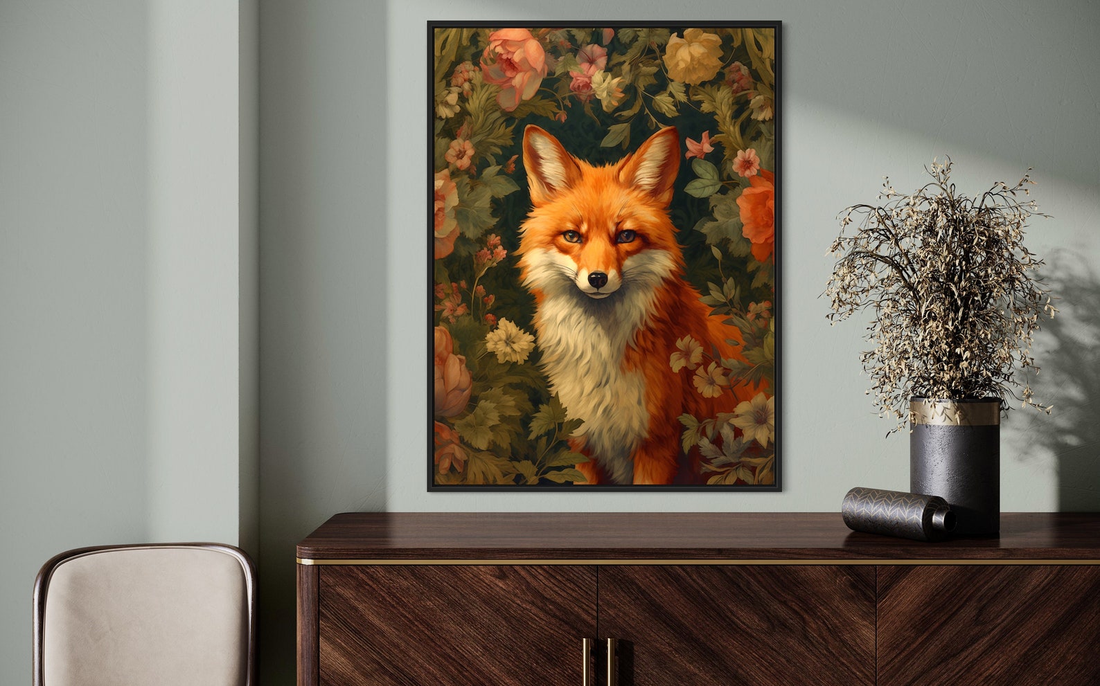 William Morris Fox Art Print, Botanical Victorian Decor - Etsy