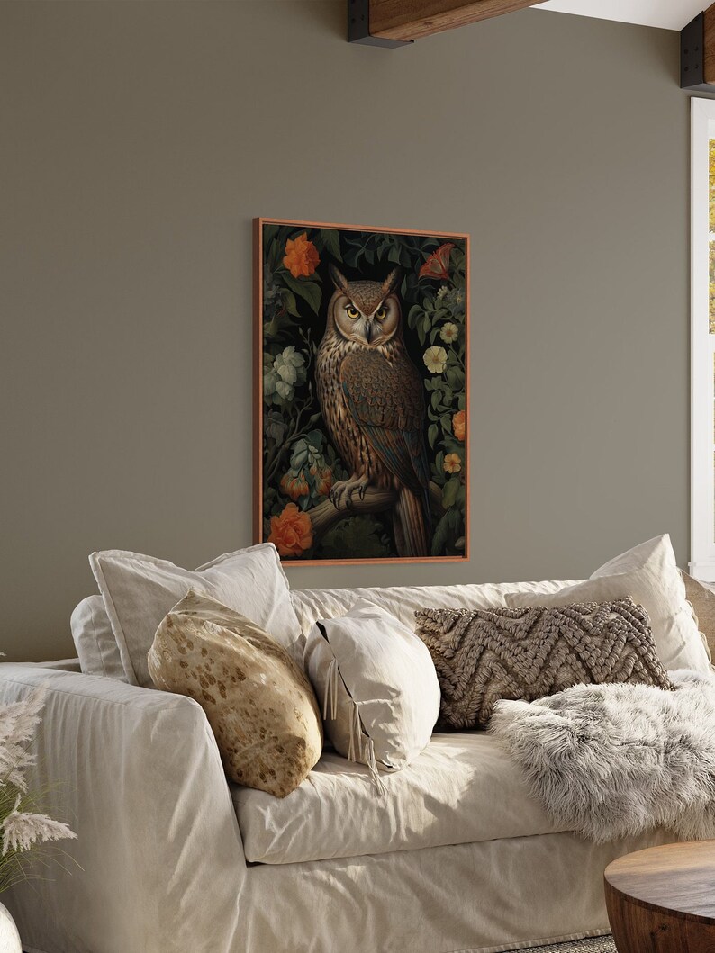 William Morris Inspired Owl Print, Print,botanical Wall Decor, Poster ...