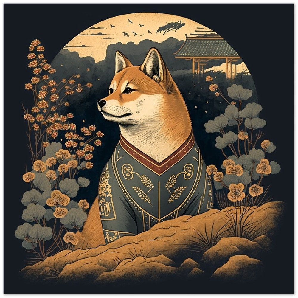 Shiba Inu Japanese Art Print, Vintage Landscape Wall Decor - Etsy Canada