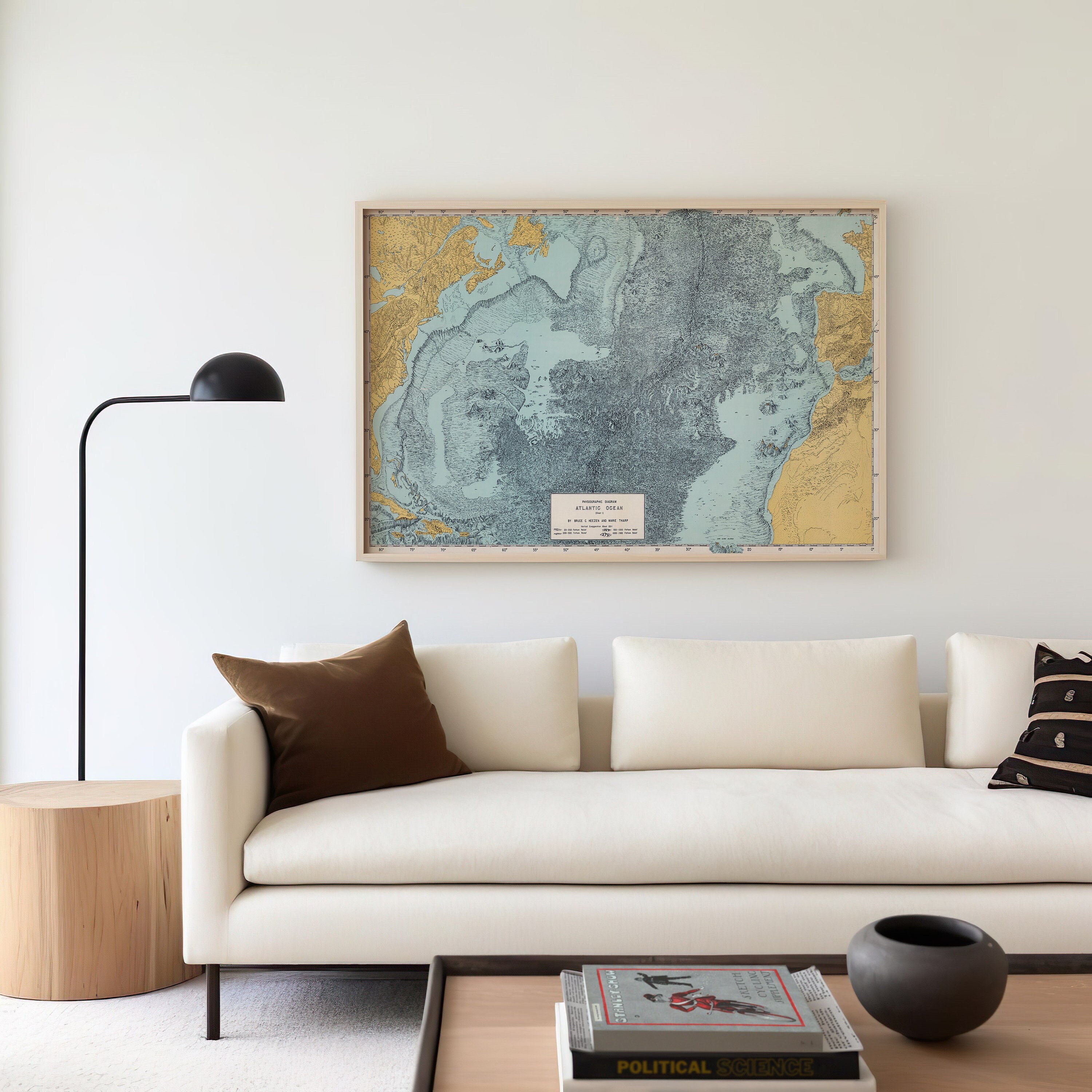 Ocean Floor Map Art Scientific Print Map Vintage Map Ocean - Etsy