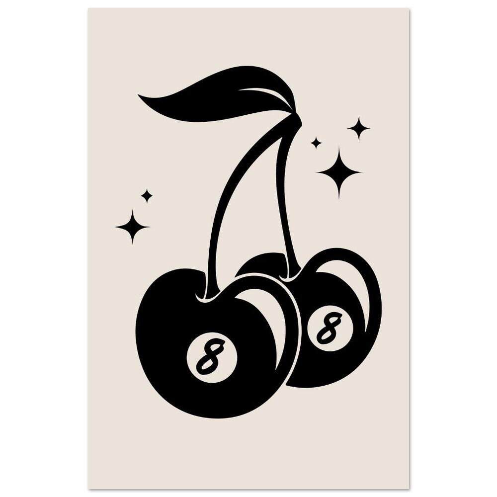 Retro Cherry 8 Ball Poster, Trendy Dorm Wall Art - Etsy