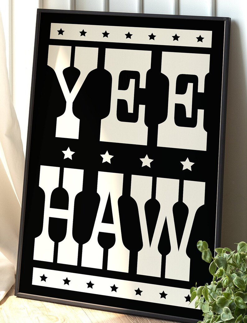 Yeehaw Cowboy Print Typography Poster Western Wall Decor - Etsy