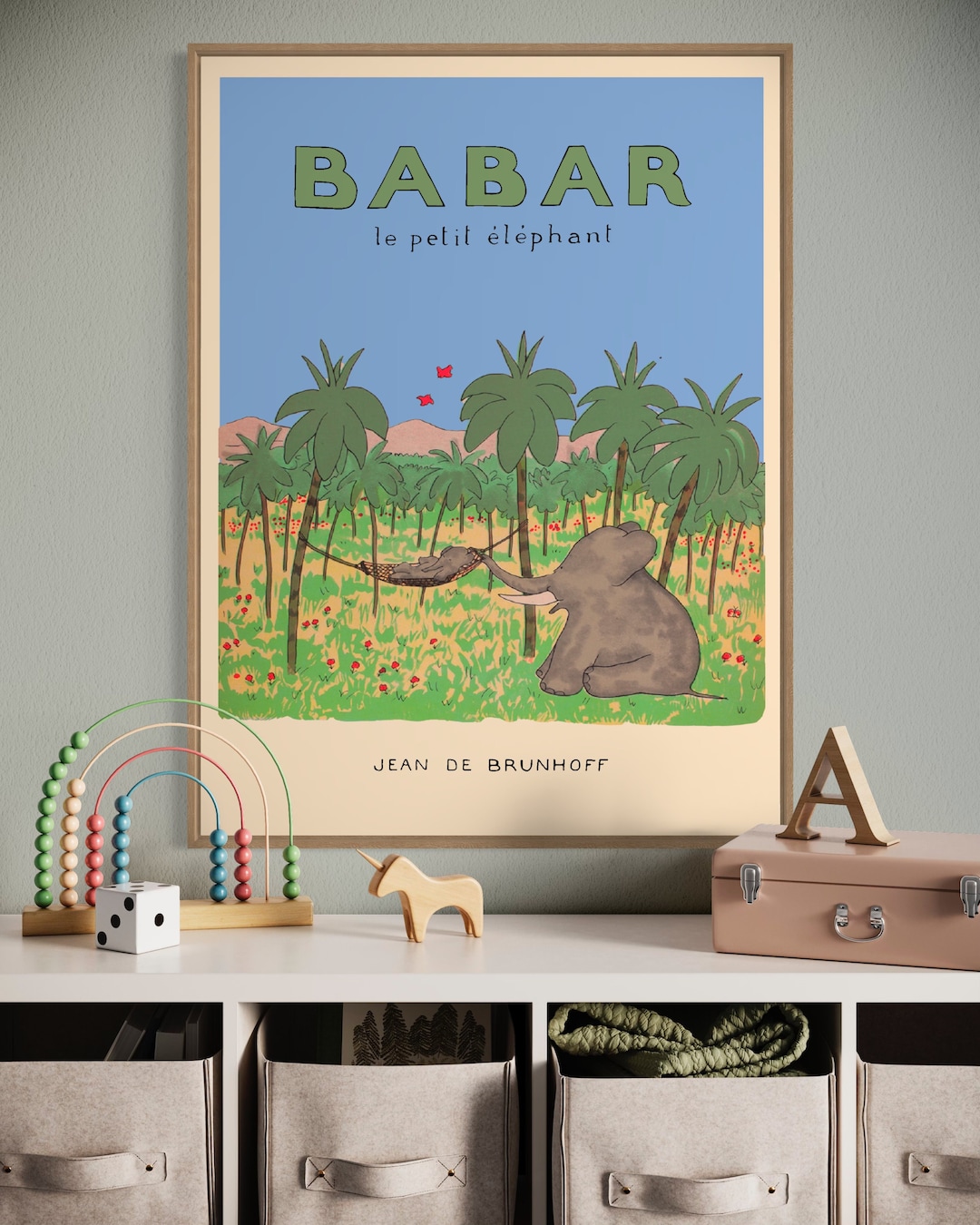 Babar the Elephant Wall Art Nursery Decor Kids Gift Retro Wall Art ...